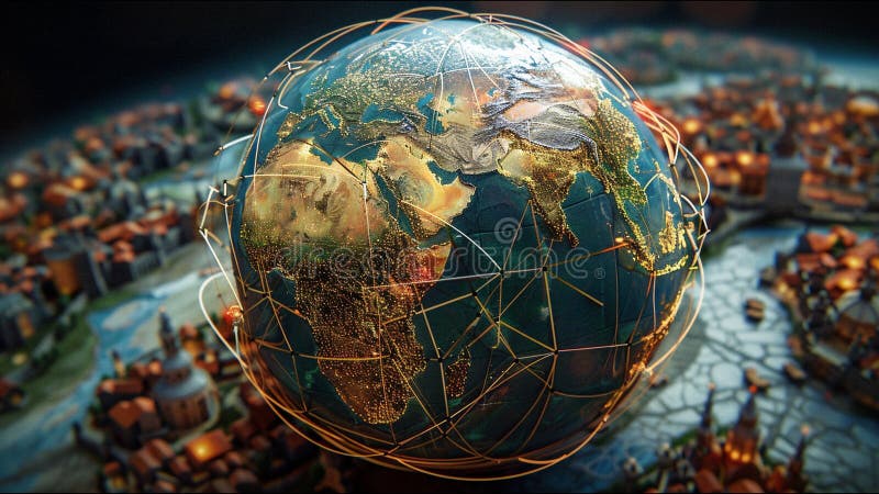 Globe Earth Interconnected Global Visualization Whole Planet Stock ...