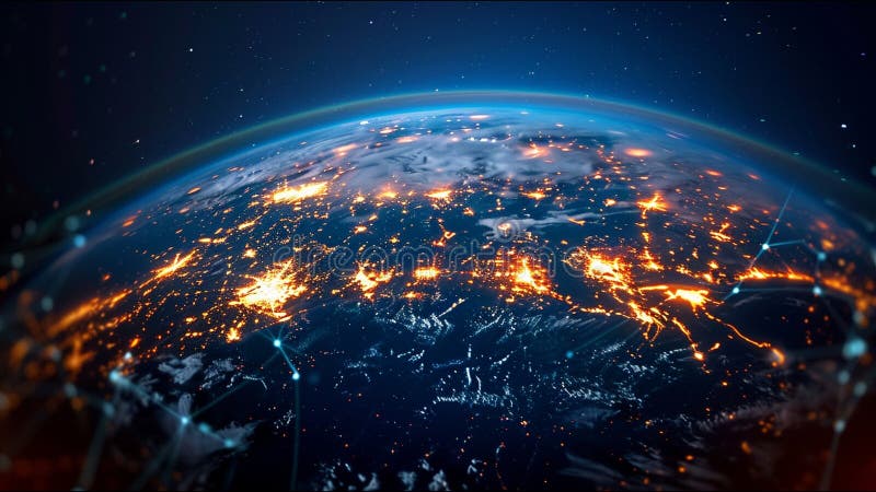 Globe Earth Interconnected Global Visualization Whole Planet Stock ...
