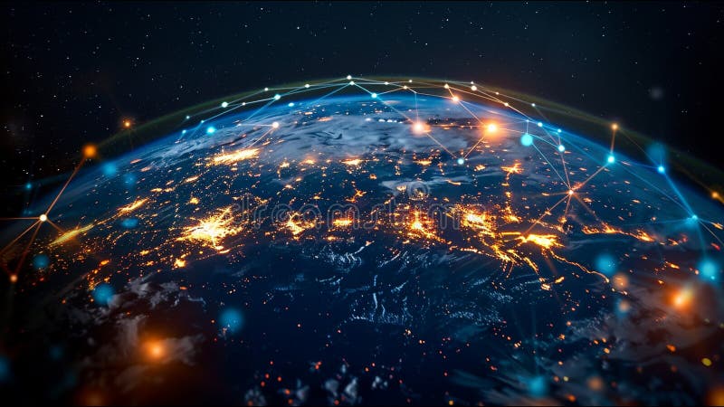 Globe Earth Interconnected Global Visualization Whole Planet Stock ...