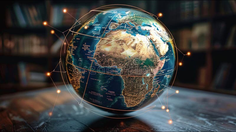 Globe Earth Interconnected Global Visualization Whole Planet Stock ...