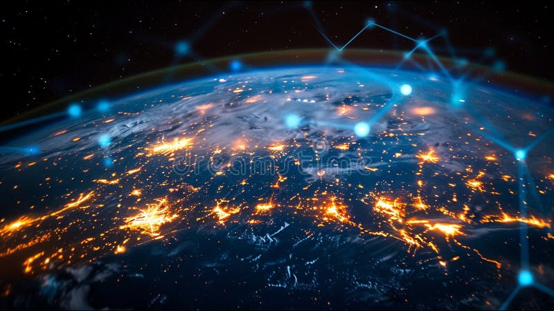 Globe Earth Interconnected Global Visualization Whole Planet Stock ...