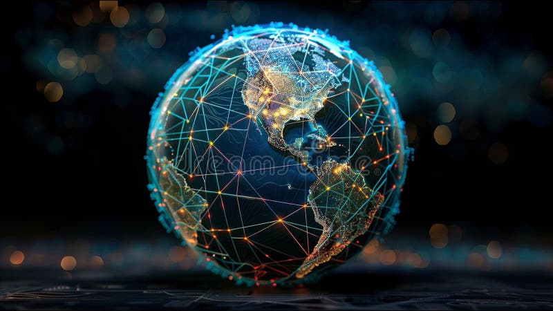 Globe Earth Interconnected Global Visualization Whole Planet Stock ...