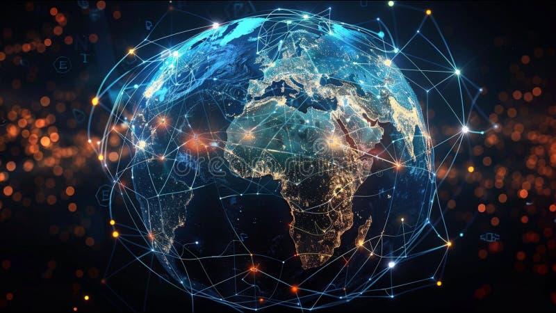 Globe Earth Interconnected Global Visualization Whole Planet Stock ...