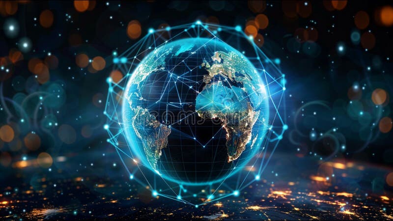 Globe Earth Interconnected Global Visualization Whole Planet Stock ...