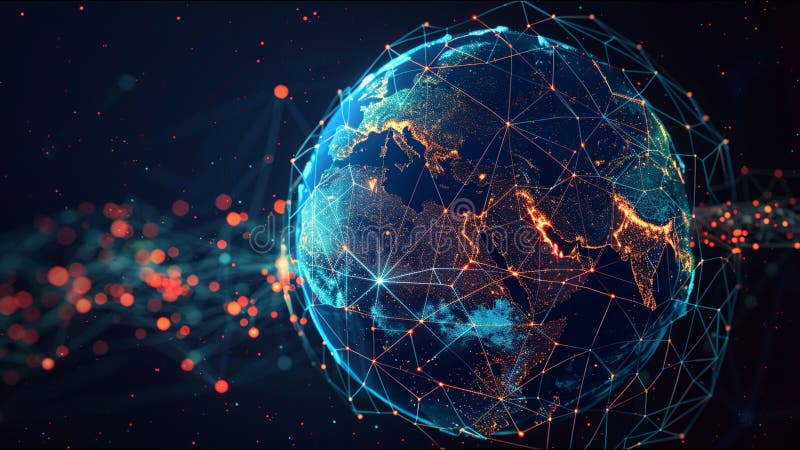 Globe Earth Interconnected Global Visualization Whole Planet Stock ...