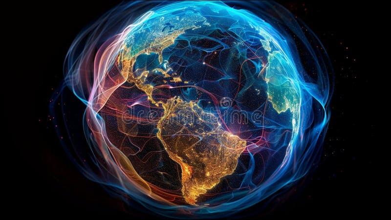 Globe Earth Interconnected Global Visualization Whole Planet Stock ...