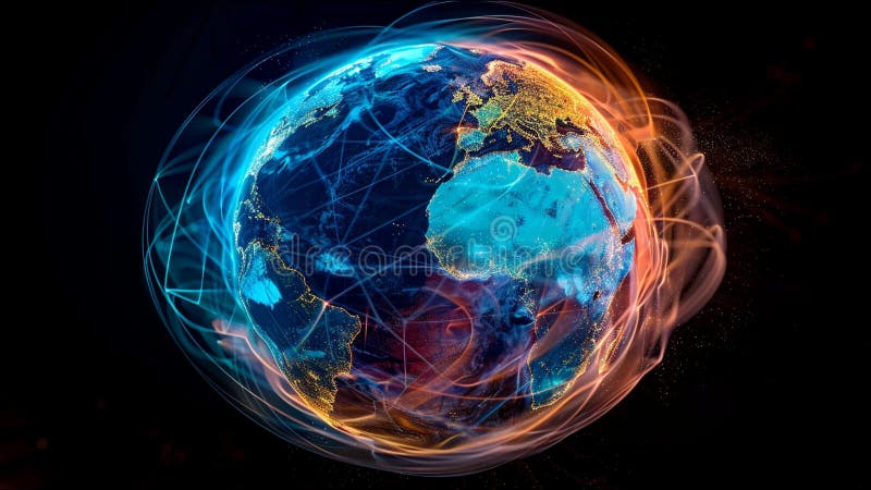 Globe Earth Interconnected Global Visualization Whole Planet Stock ...