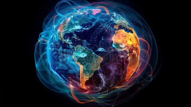 Globe Earth Interconnected Global Visualization Whole Planet Stock ...