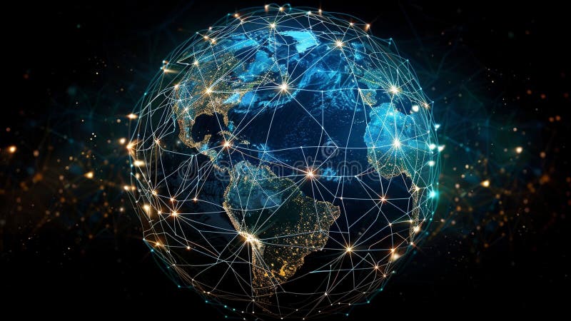 Globe Earth Interconnected Global Visualization Whole Planet Stock ...