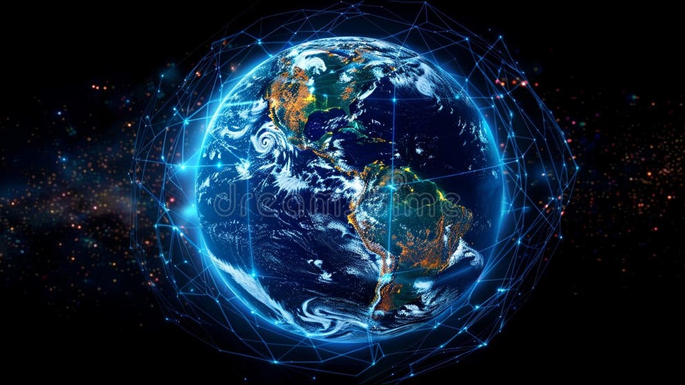 Globe Earth Interconnected Global Visualization Whole Planet Stock ...