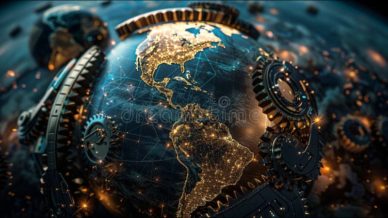 Globe Earth Interconnected Global Visualization Whole Planet Stock ...