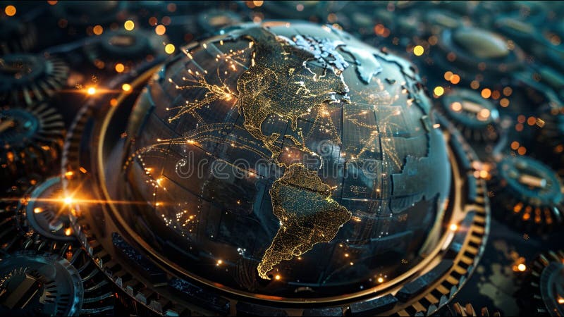 Globe Earth Interconnected Global Visualization Whole Planet Stock ...