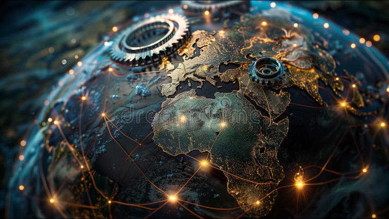 Globe Earth Interconnected Global Visualization Whole Planet Stock ...