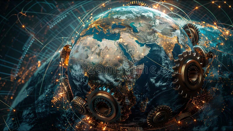 Globe Earth Interconnected Global Visualization Whole Planet Stock ...