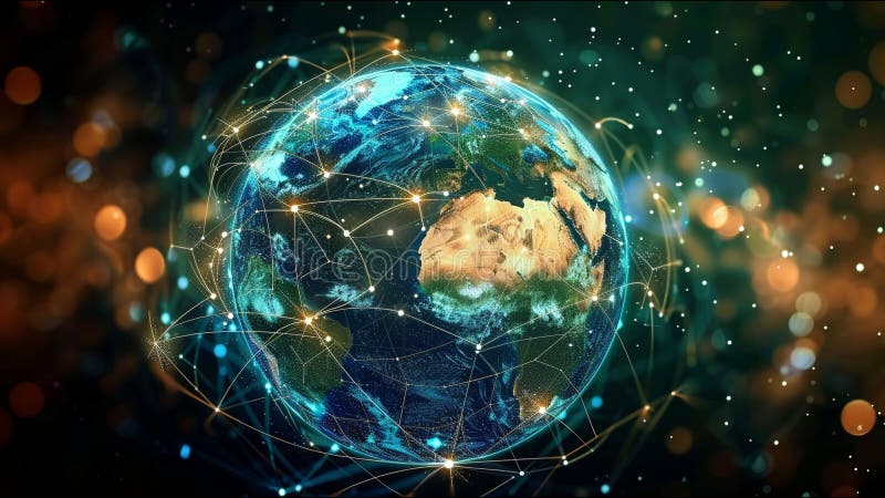 Globe Earth Interconnected Global Visualization Whole Planet Stock ...