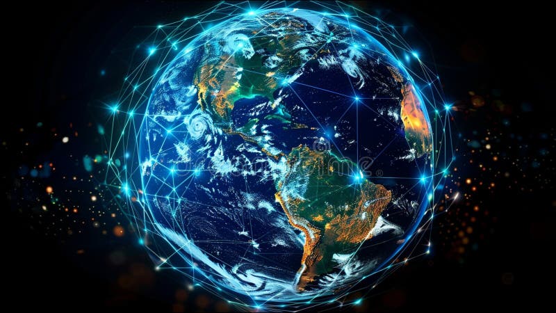Globe Earth Interconnected Global Visualization Whole Planet Stock ...