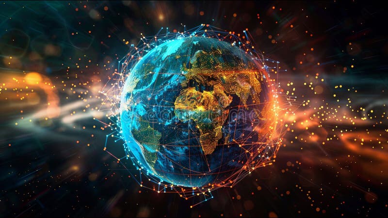 Globe Earth Interconnected Global Visualization Whole Planet Stock ...