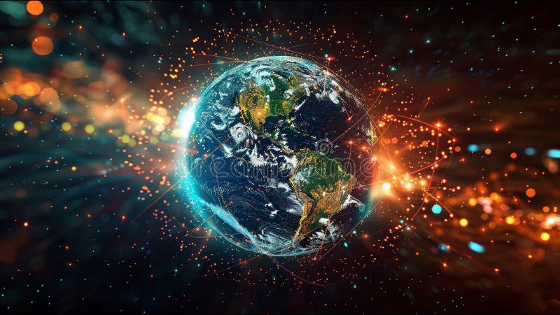 Globe Earth Interconnected Global Visualization Whole Planet Stock ...