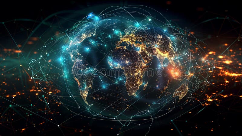 Globe Earth Interconnected Global Visualization Whole Planet Stock ...