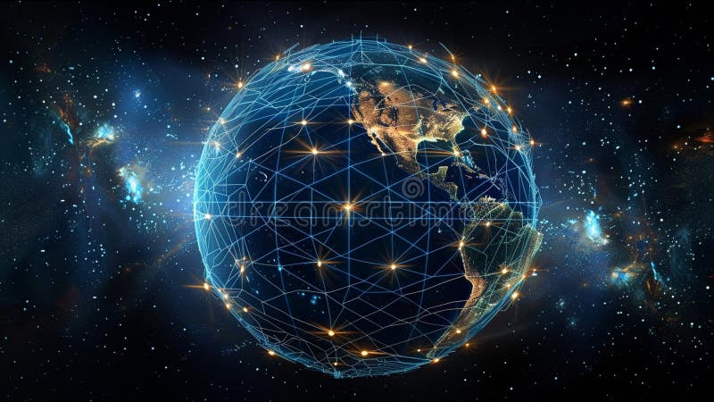 Globe Earth Interconnected Global Visualization Whole Planet Stock ...