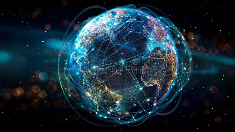 Globe Earth Interconnected Global Visualization Whole Planet Stock ...