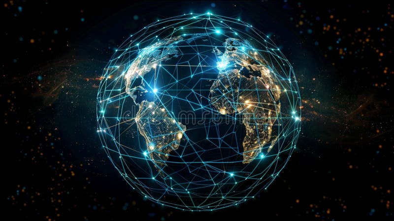 Globe Earth Interconnected Global Visualization Whole Planet Stock ...