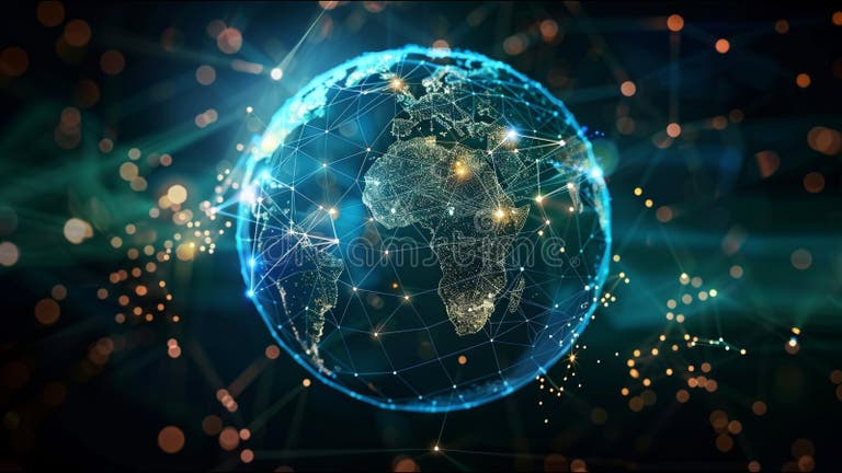 Globe Earth Interconnected Global Visualization Whole Planet Stock ...