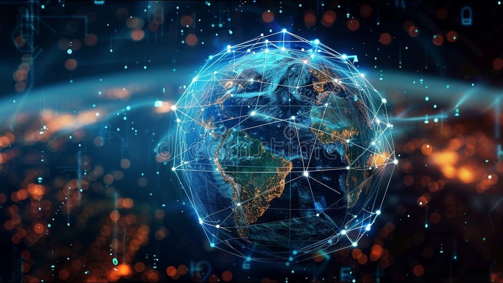 Globe Earth Interconnected Global Visualization Whole Planet Stock ...