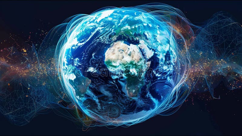 Globe Earth Interconnected Global Visualization Whole Planet Stock ...
