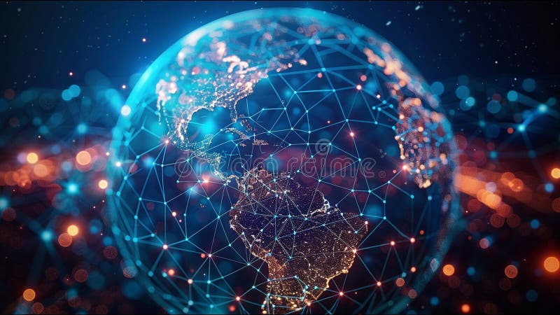 Globe Earth Interconnected Global Visualization Whole Planet Stock ...