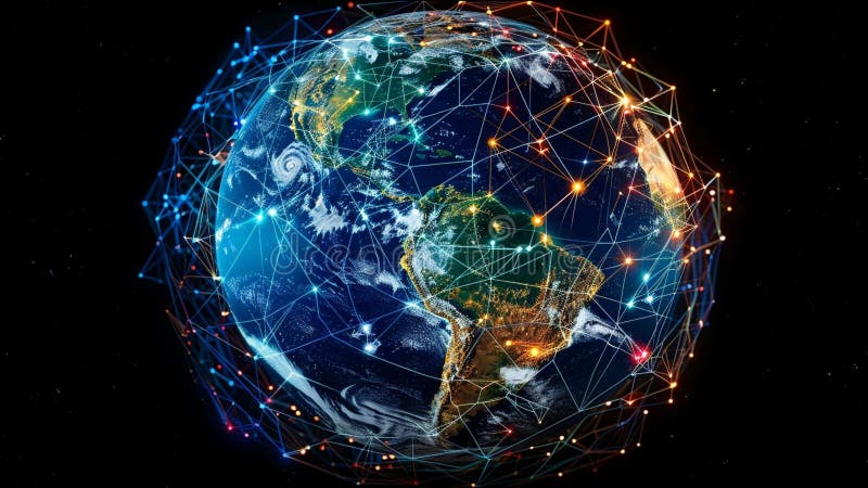 Globe Earth Interconnected Global Visualization Whole Planet Stock ...