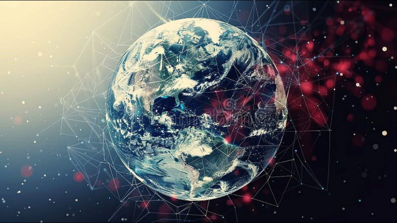 Globe Earth Interconnected Global Visualization Whole Planet Stock ...