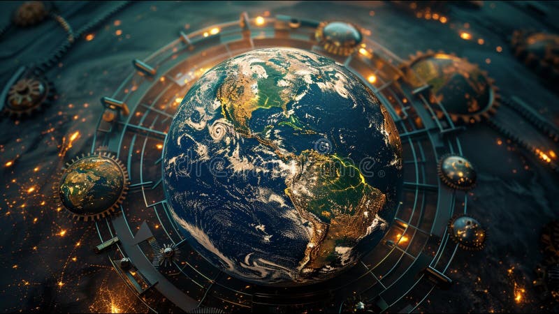 Globe Earth Interconnected Global Visualization Whole Planet Stock ...