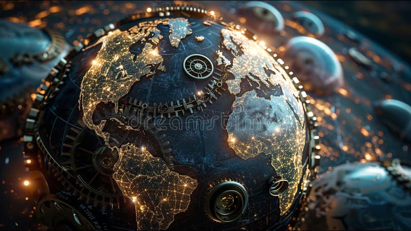 Globe Earth Interconnected Global Visualization Whole Planet Stock ...