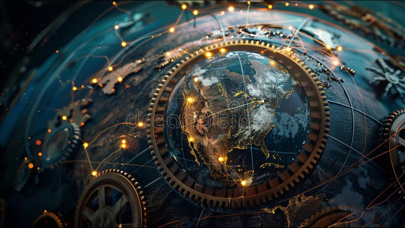 Globe Earth Interconnected Global Visualization Whole Planet Stock ...