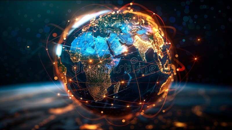 Globe Earth Interconnected Global Visualization Whole Planet Stock ...