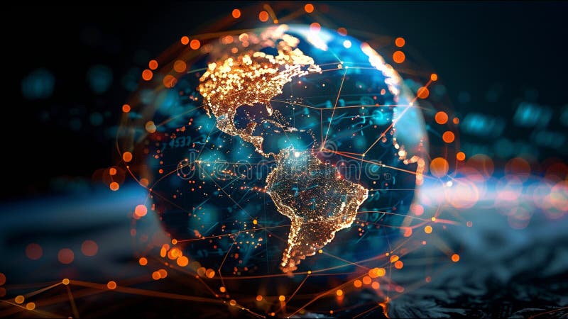 Globe Earth Interconnected Global Visualization Whole Planet Stock ...