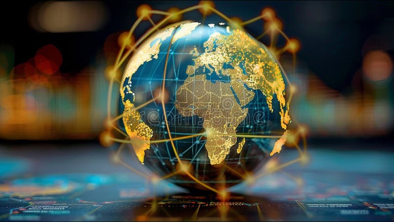 Globe Earth Interconnected Global Visualization Whole Planet Stock ...