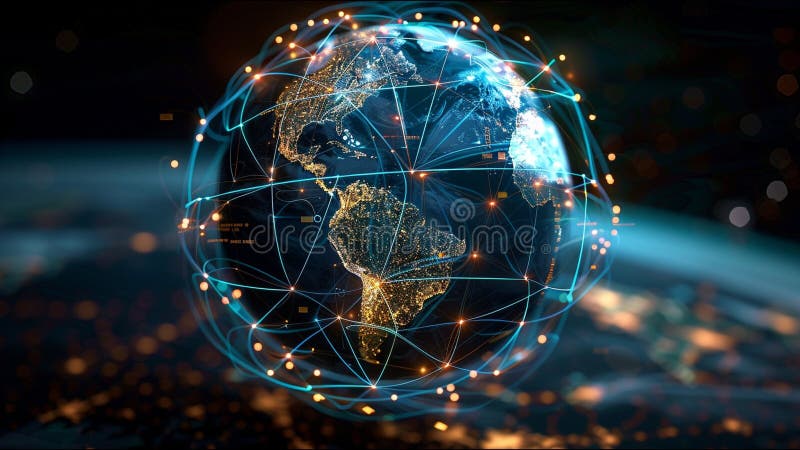 Globe Earth Interconnected Global Visualization Whole Planet Stock ...