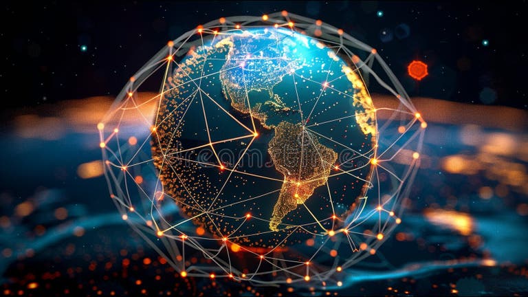Globe Earth Interconnected Global Visualization Whole Planet Stock ...
