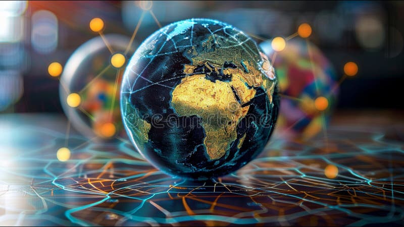 Globe Earth Interconnected Global Visualization Whole Planet Stock ...