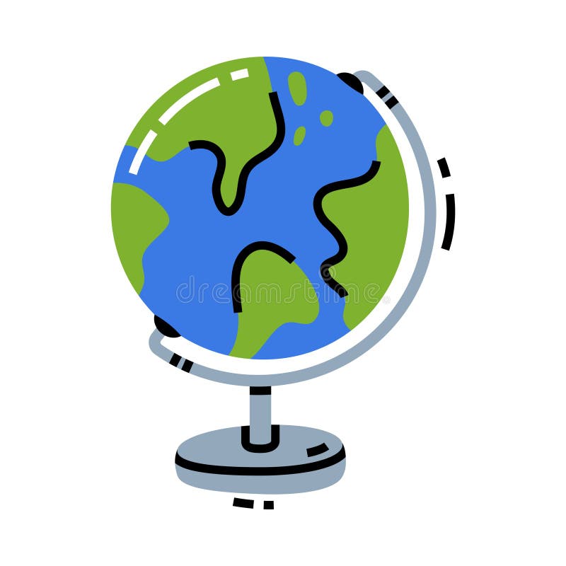 Globe with Earth and Ocean As School Item Vector Illustration Stock ...