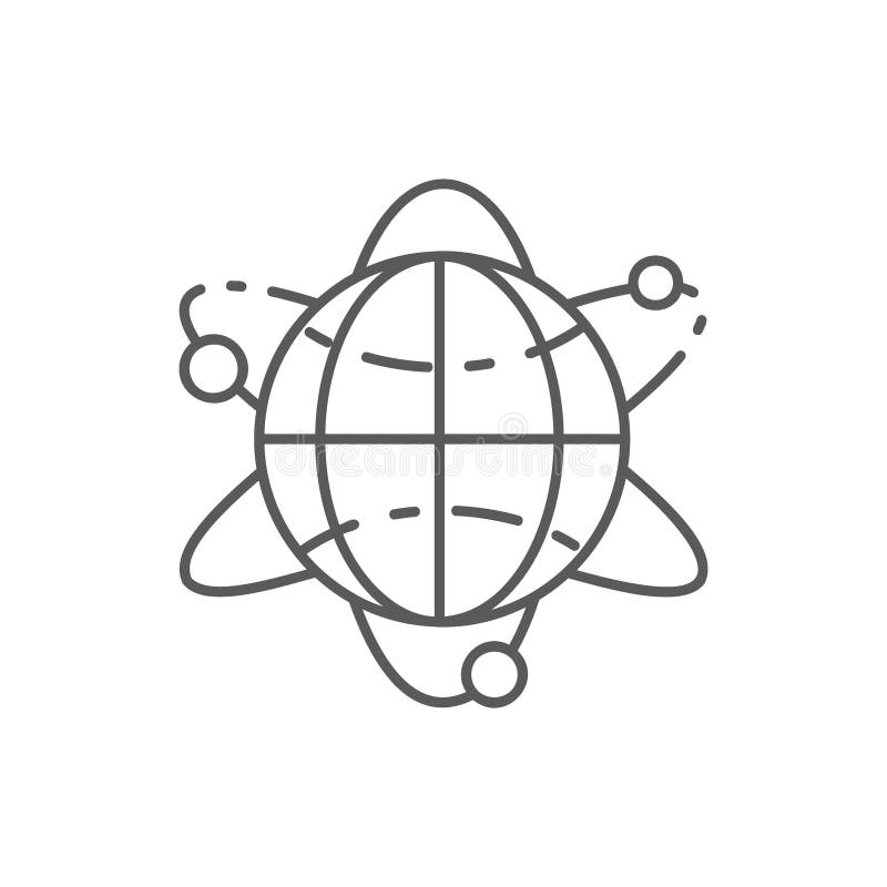 Globe Earth with Orbit, Internet, Atom Lineal Icon. Global Technology ...