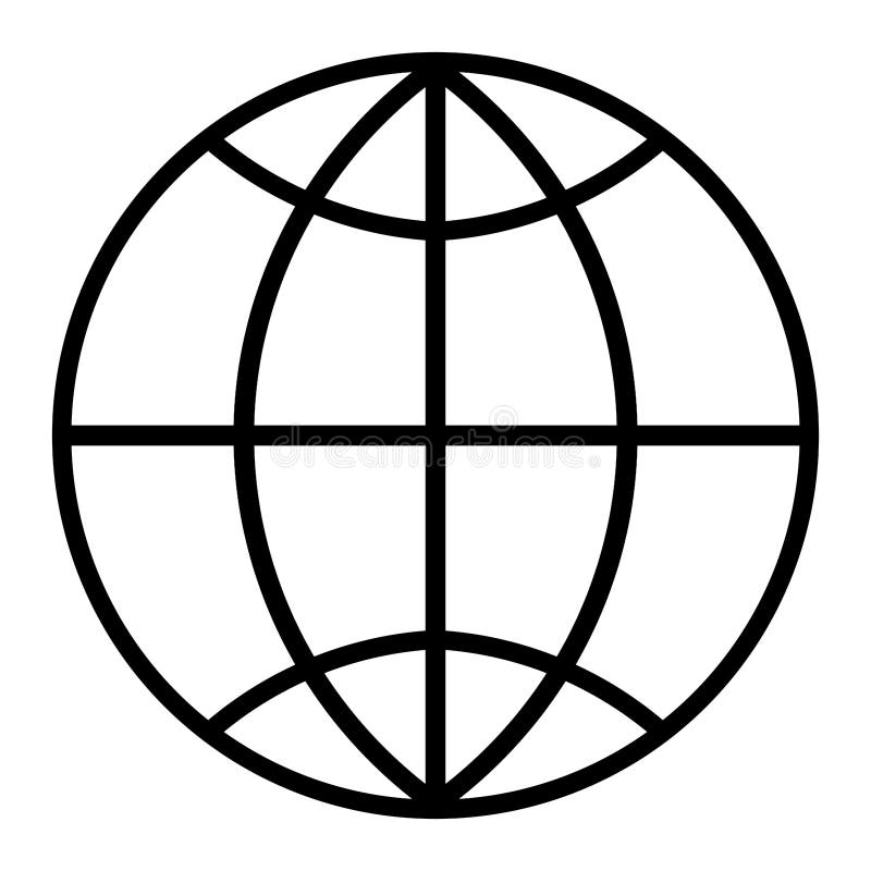 Globe or Earth, Symbol for Web or Internet, Black Icon Stock ...