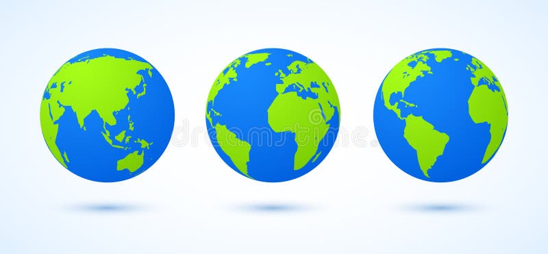 Globe Earth World Vector Map. 3d Blue Transparent Digital Planet Round ...