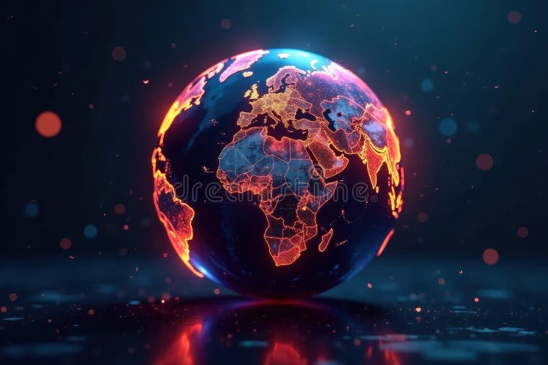 Globe Encased in Protective Network, Digital Shield , Firewall, Safer ...