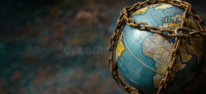 Globe Enclosed in Chains Symbolizing Global Restrictions and Boundaries ...