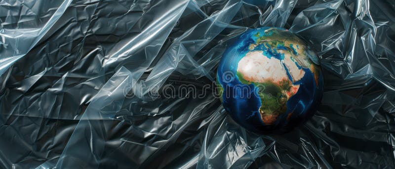 A Globe Enclosed in Plastic Wrap, Representing the Environmental Impact ...