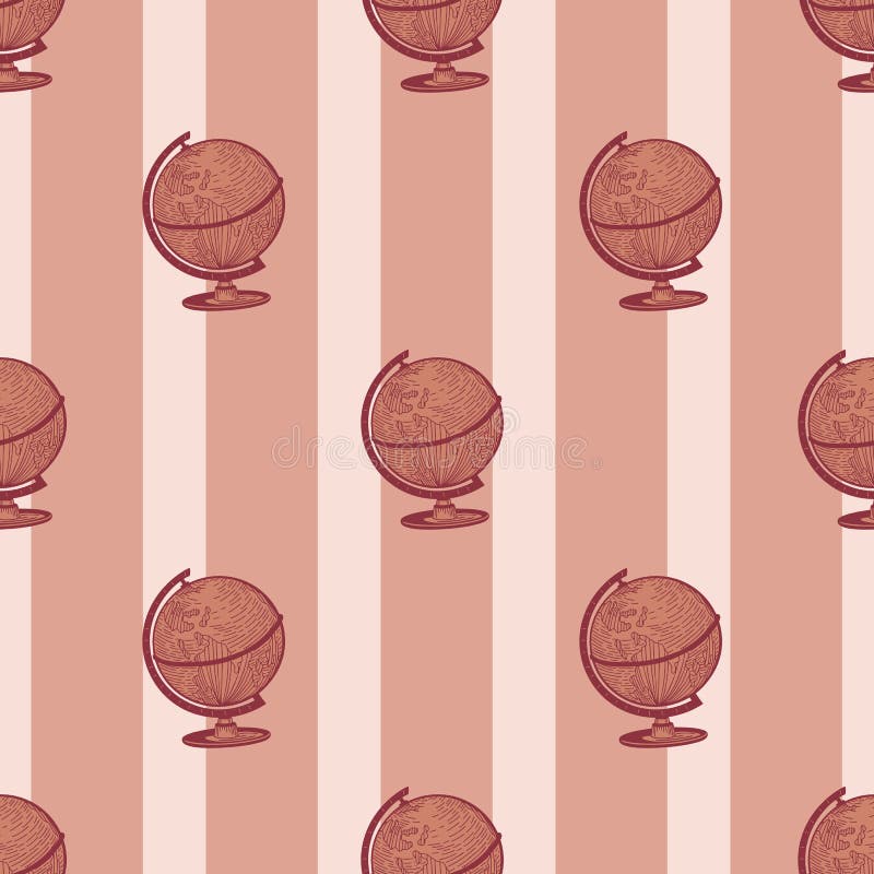 The Globe Engraved Seamless Pattern. Vintage Background Old Atlas Earth ...