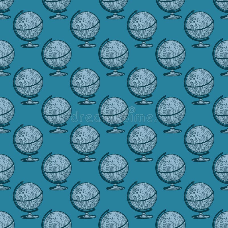 The Globe Engraved Seamless Pattern. Vintage Background Old Atlas Earth ...